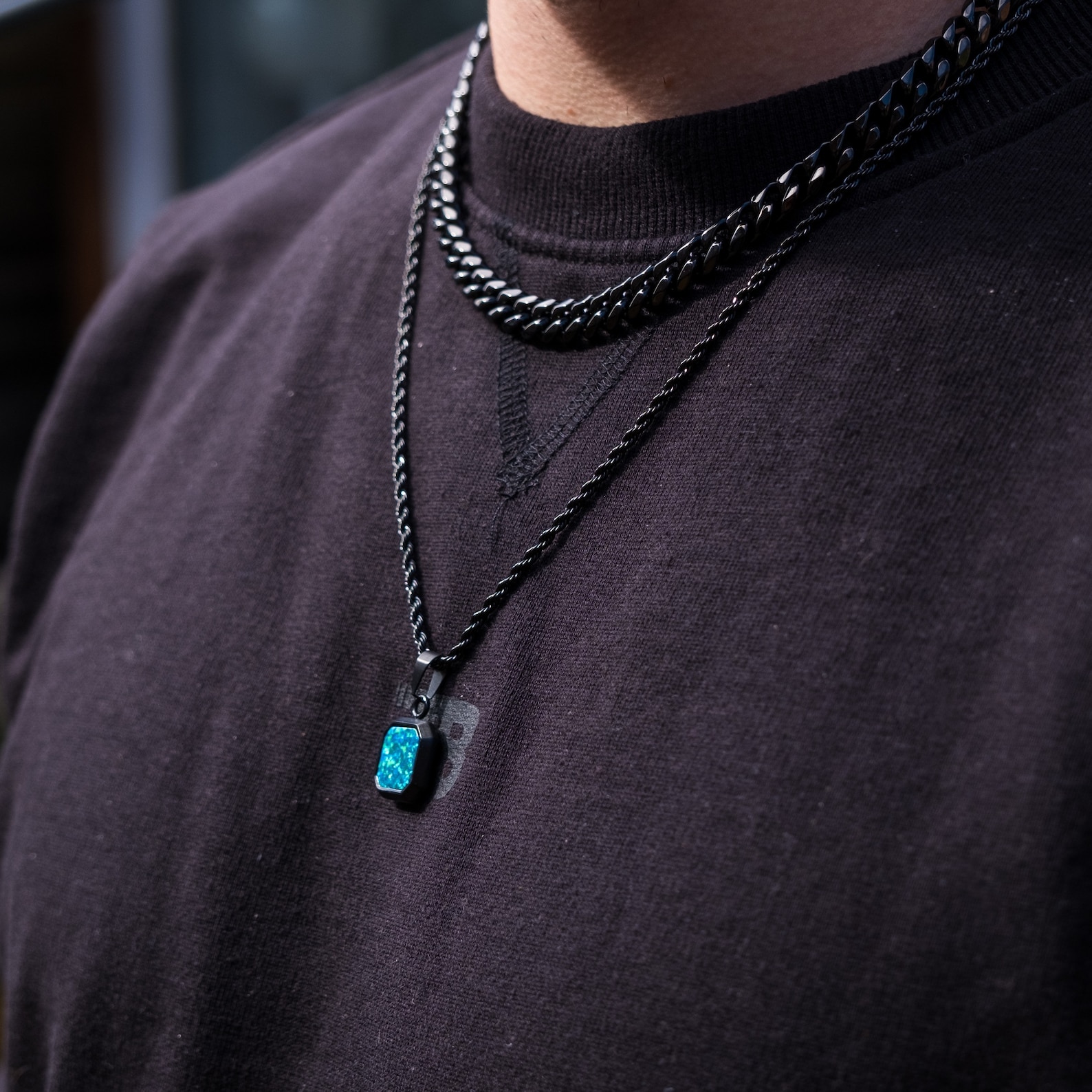 8mm Black Chain Necklace, Mens Thick Black Cuban Chain, Mens Black ...