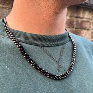 8mm Black Chain Necklace Mens Thick Black Cuban Chain Mens - Etsy