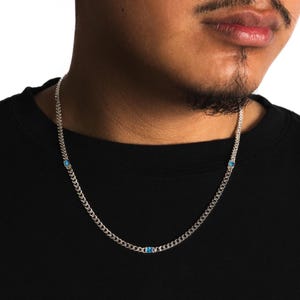 Gem Necklace - Mens Gold Necklace Blue Gemstone - Gold Chain Multiple ...