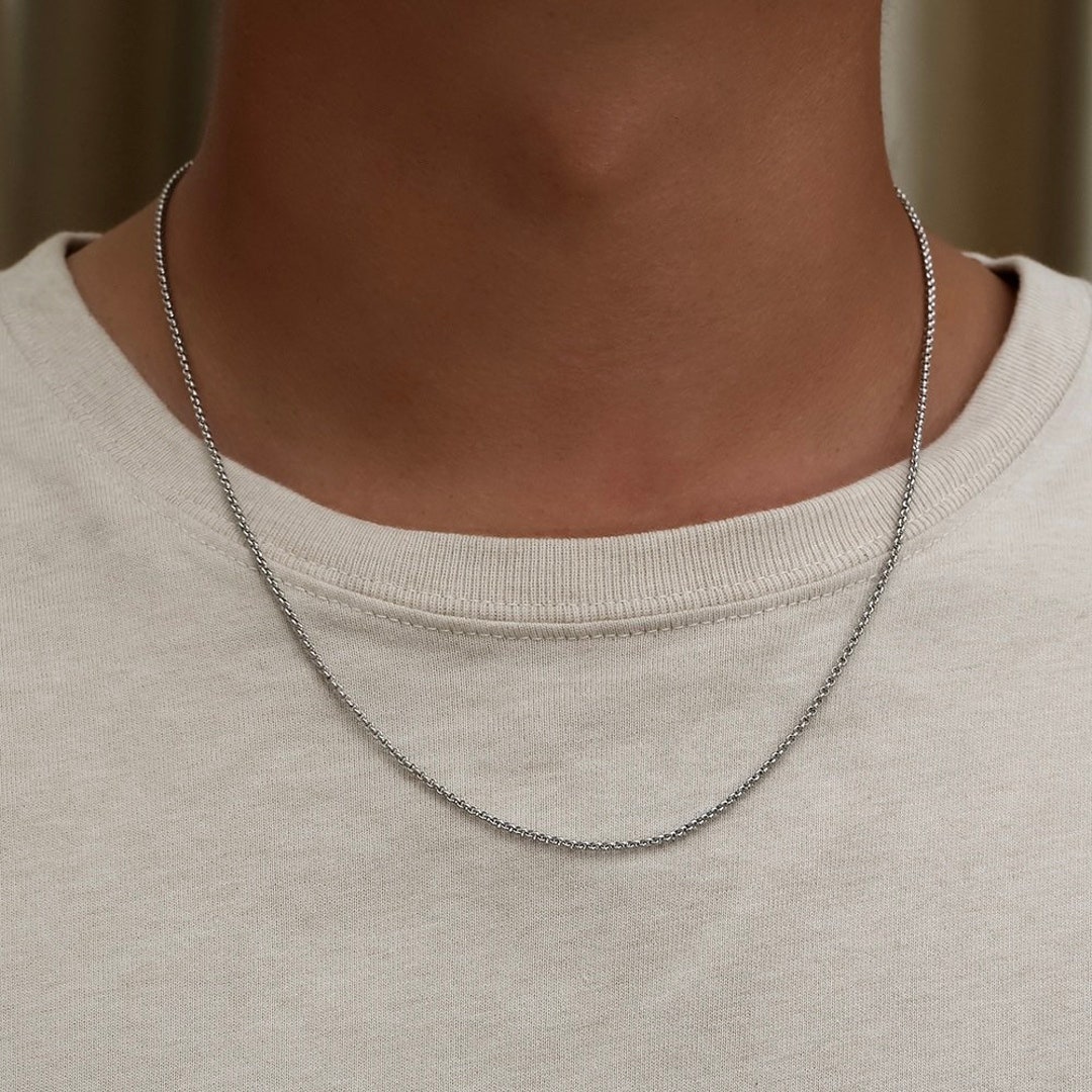 2mm Silver Belcher Chain, Mens Chain, Silver Chain Mens, Thin Silver ...