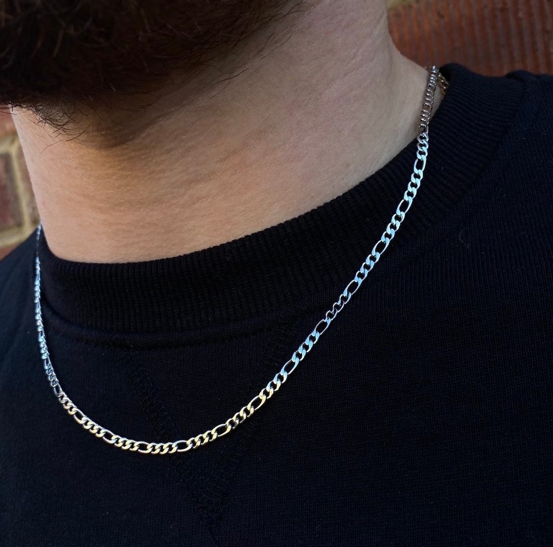 Silver Figaro Chain - 3mm Silver Chain - Mens Chain - Thin Silver Chain ...