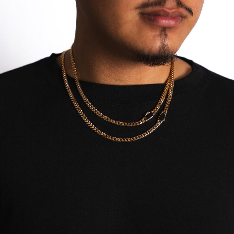 Gold Chain - Gold Cuban Link Chain for Men - Mens Necklace - 5mm Black ...