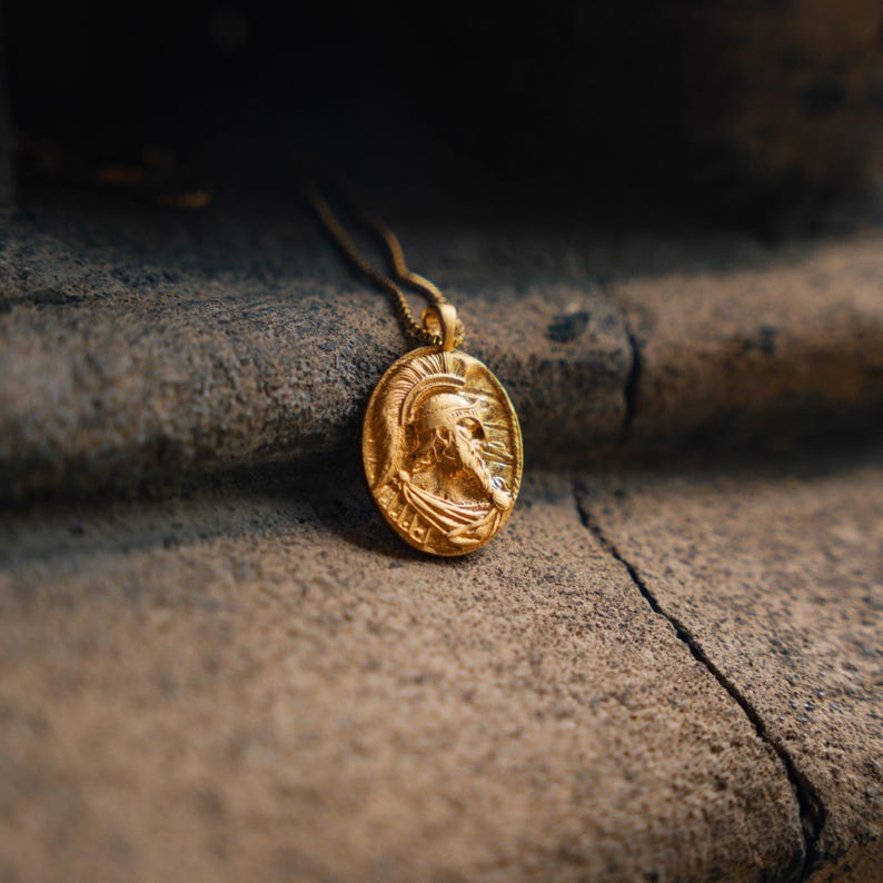 Ares Necklace - 18K Gold Pendant Necklace for Men - Achilles Mens Greek ...