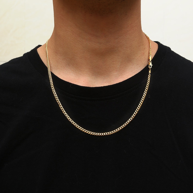 Mens Chain Necklace 18K Gold Curb Chain Men Thin Chain - Etsy