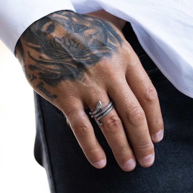 Silver Snake Ring Mens Ring Rings for Men Thin Spiral - Etsy
