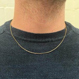 Gold Box Chain, 18K Gold Chain Necklace, Mens Gold Thin Box Chain, Gold ...