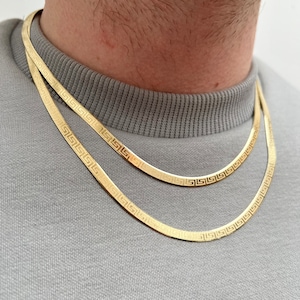 Gold Snake Chain, Gold Flat Snake Mens Chain, 5mm Flat Gold Chain, Gold ...