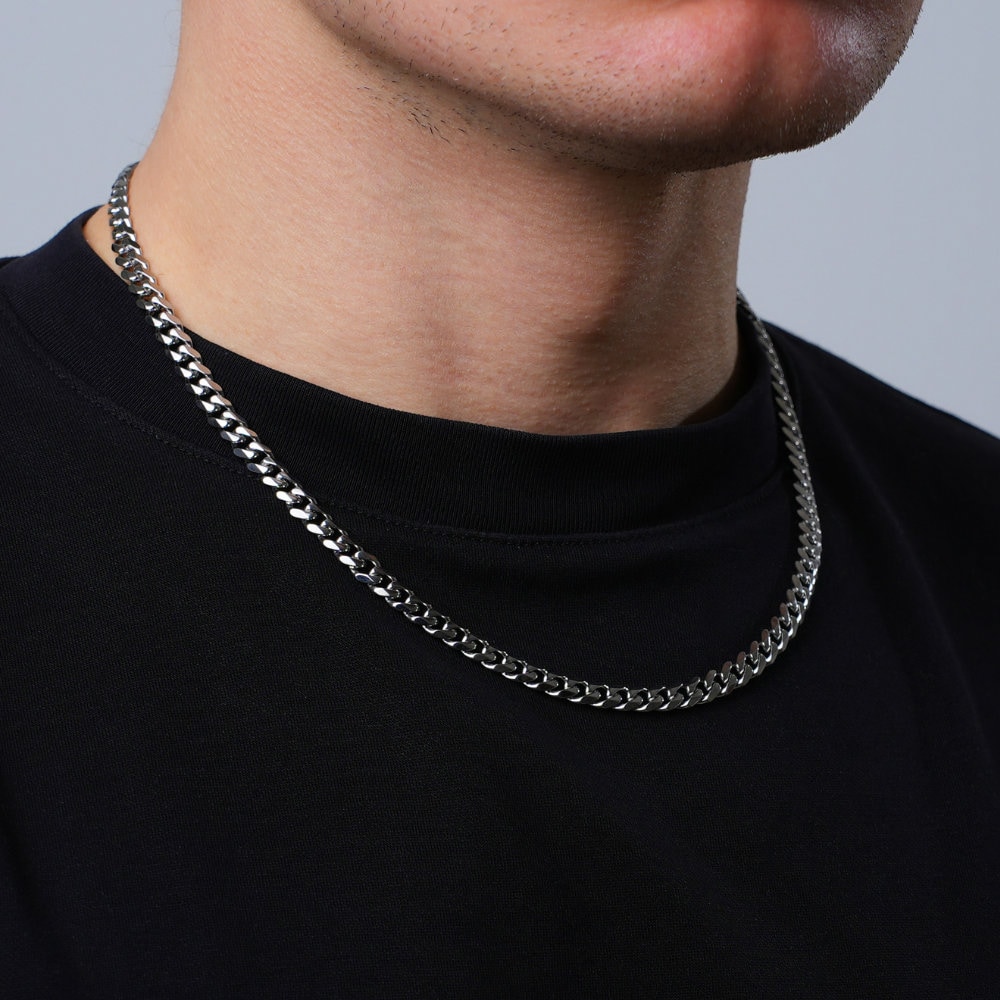 6mm Silver Cuban Chain, Mens Chain, Silver Chain Mens - Thicker Mens ...