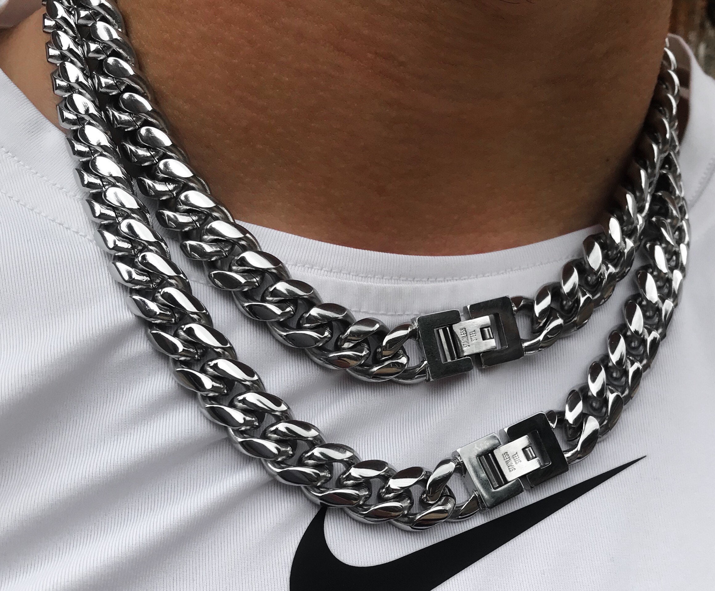 Silver Cuban Chain Thick Necklace Chain Choker Cuban Curb 12mm | Etsy