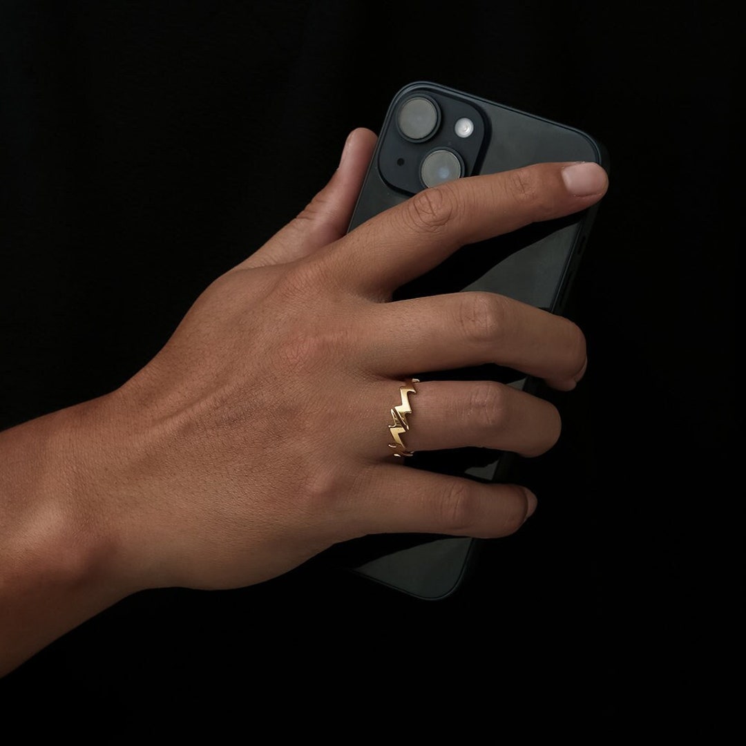 Mens Ring - 18K Gold Lightning Bolt Ring for Men - Mens Jewelry - Thin ...