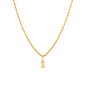 Mens Initial Necklace, 18K Gold Initial Necklace, Mens Rope Chain With ...