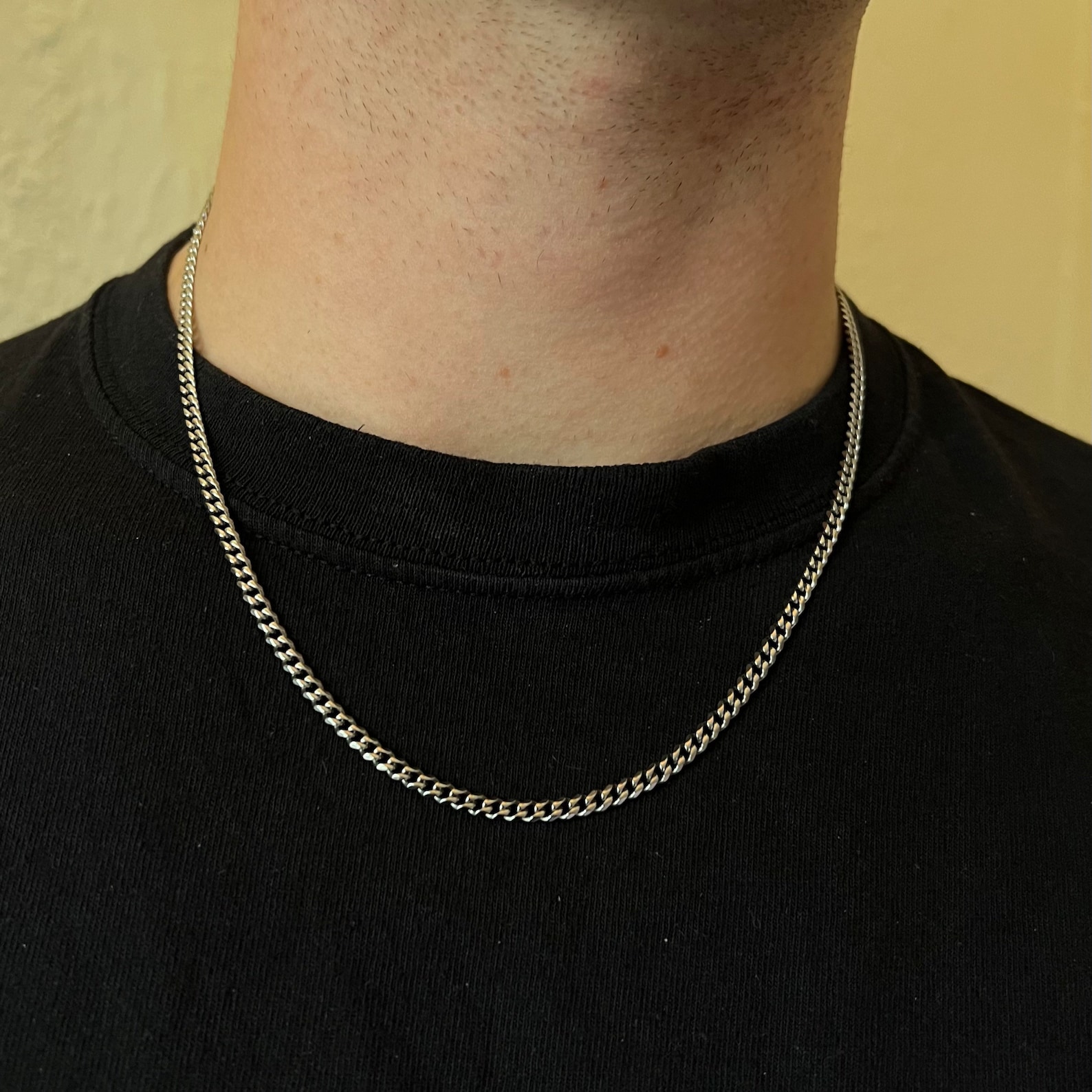 3mm Silver Cuban Chain Mens Curb Chain Silver Chain Mens / - Etsy UK