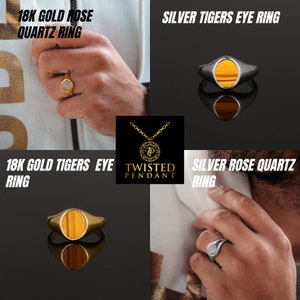 Mens Ring Tigers Eye Gold Ring - Tiger Eye Ring - Signet Ring Men - 18K ...