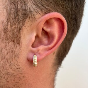 Mens Diamond Hoop Earrings - Silver Moissanite Diamond Hoop Earrings ...