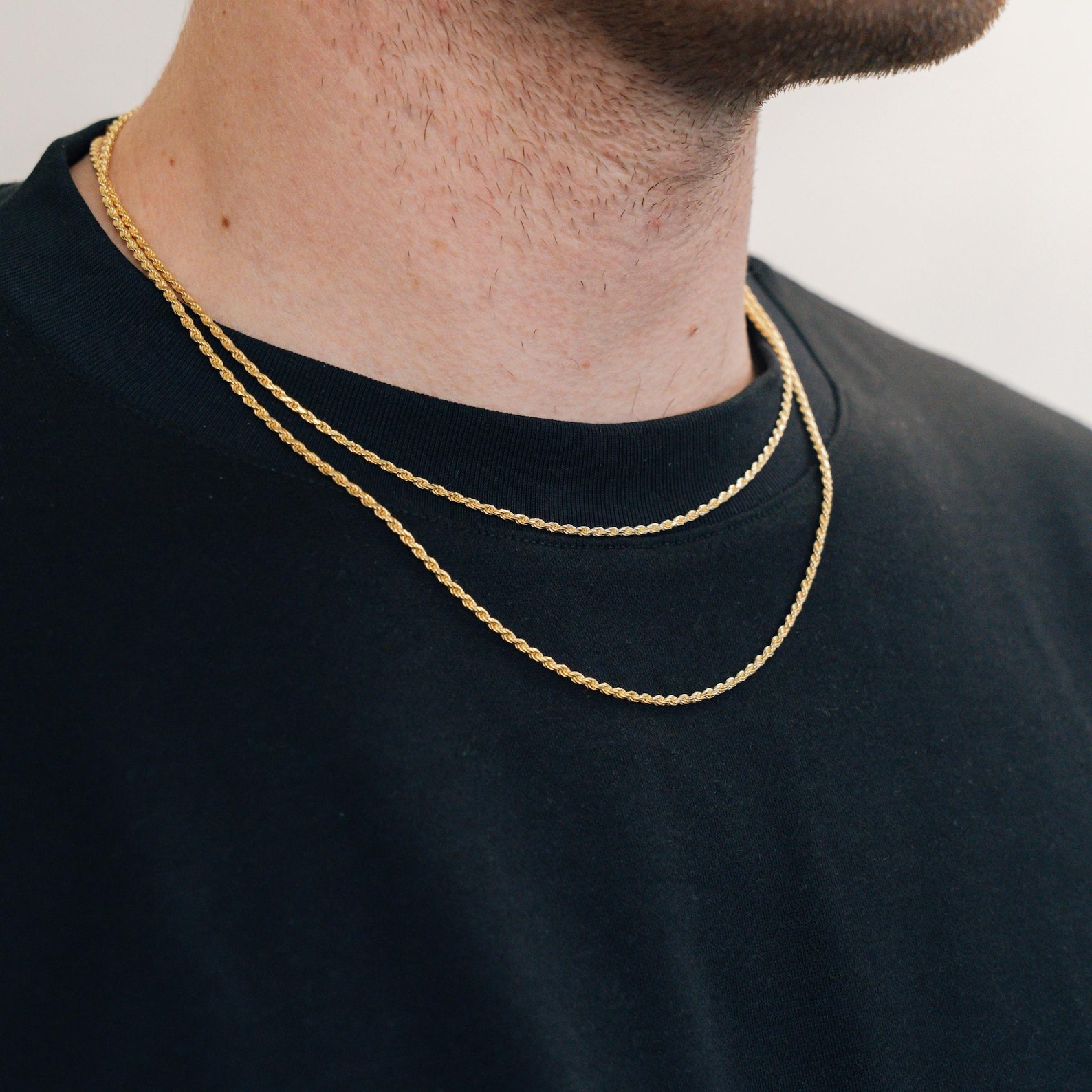 Gold Rope Chain, Thin Gold Plated Chain for Men, Gold 2mm Necklace for ...