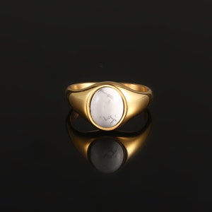 Mens Ring - White Gemstone Signet Ring Men - Silver Signet Ring - Pine ...