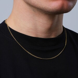 2mm 18K Gold Chain Necklace, Mens Gold Plated 925 Sterling Silver ...