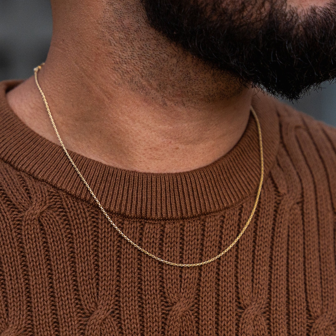 Thin Gold Chain, Mens Gold Rope Chain, 1.5mm Micro Gold Chain Necklace ...