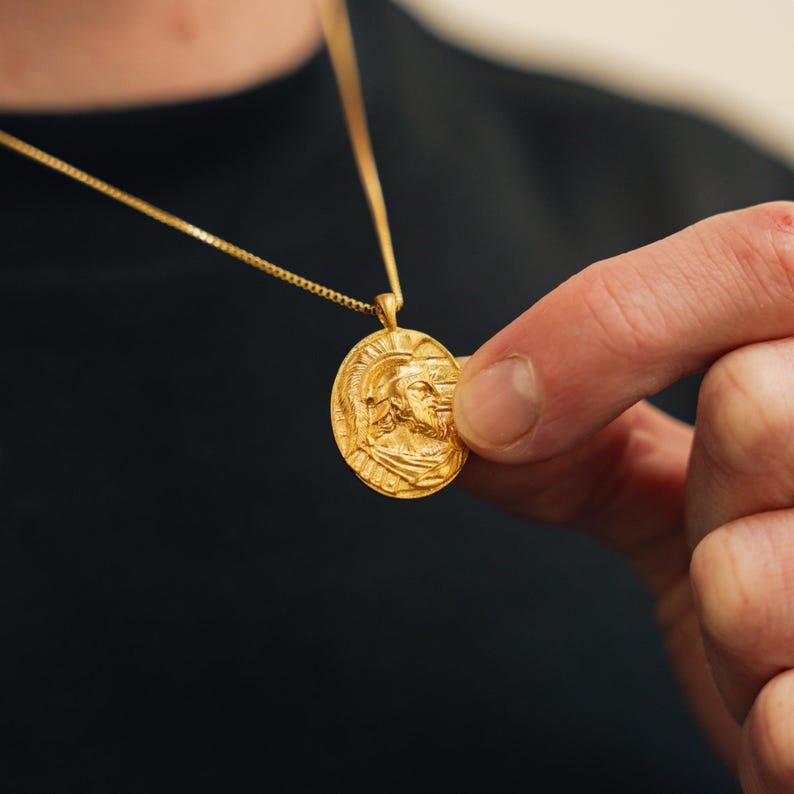 Ares Necklace - 18K Gold Pendant Necklace for Men - Achilles Mens Greek ...