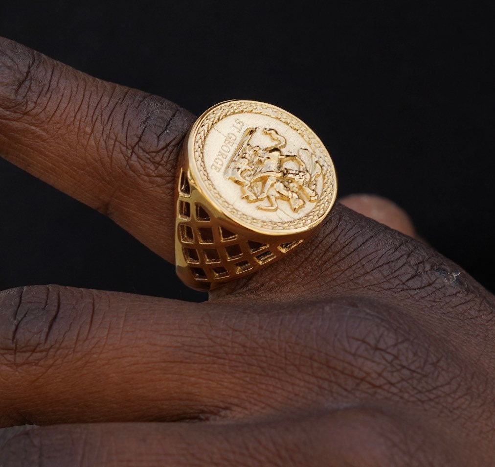 Mens Ring St George Sovereign Ring Gold Coin Ring 18K - Etsy UK
