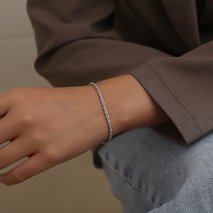 Silver Bracelet - Thin Rope Bracelet Chain - Dainty Silver Womens ...