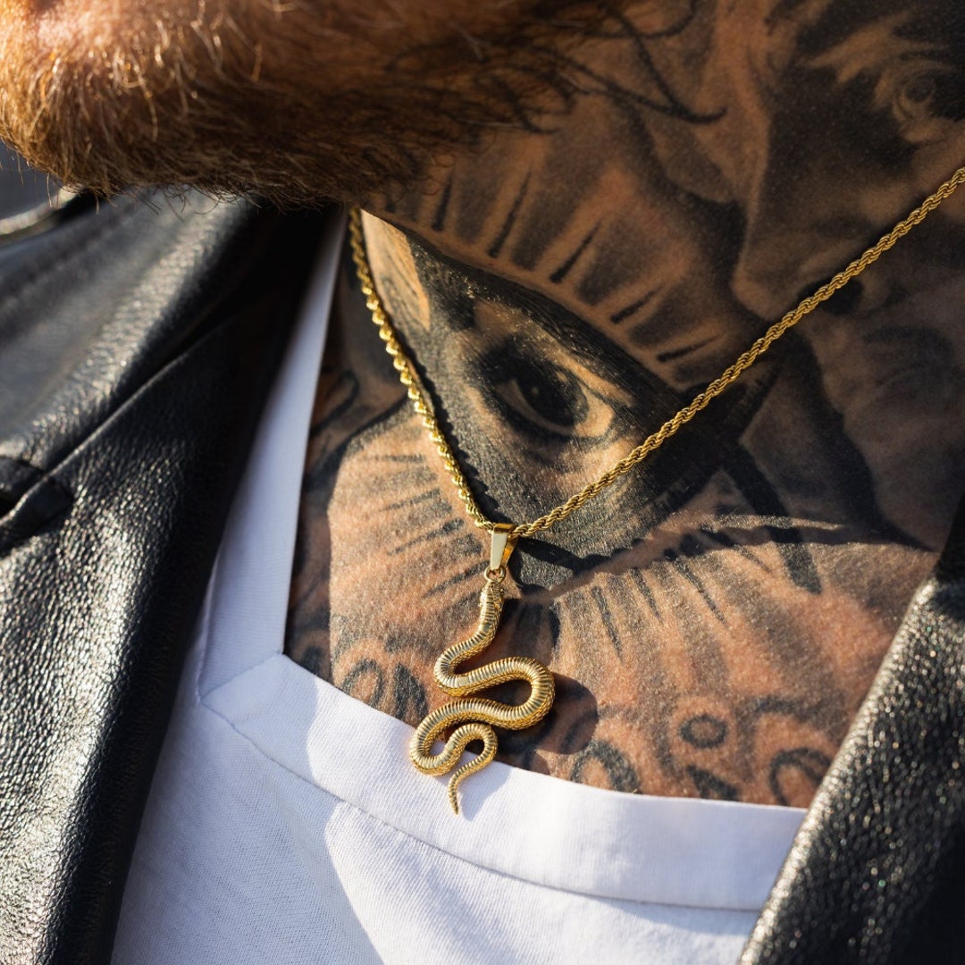 Snake Pendant - 18K Gold / Silver Snake Necklace - Chain Pendant for ...