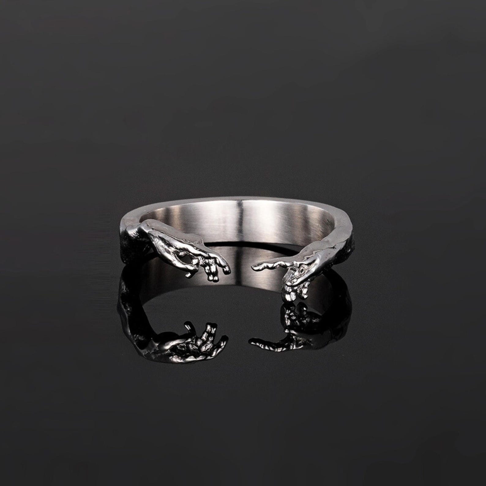 Mens Ring - Hand of God Ring for Men - Creation of Adam Silver Ring ...