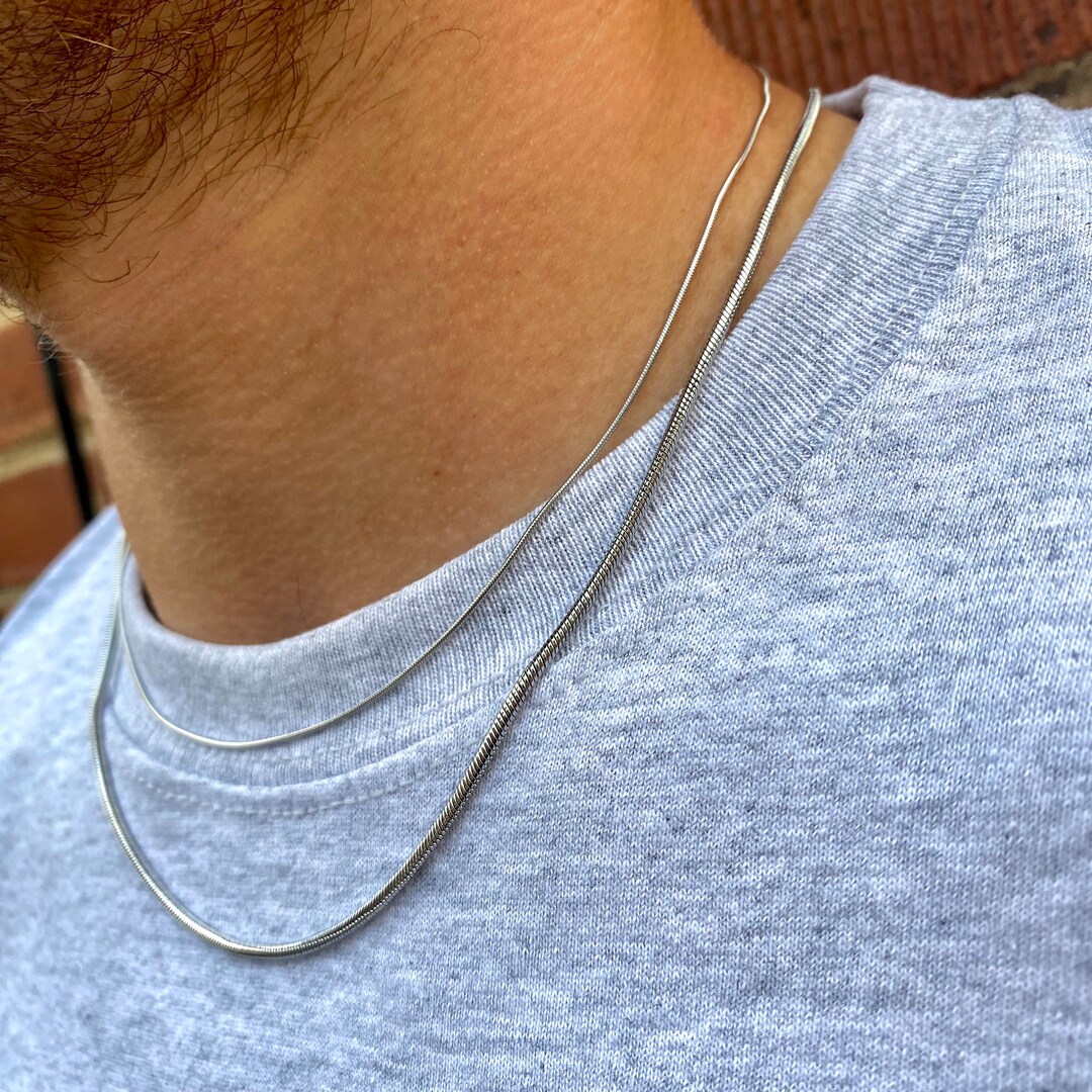 Silver Snake Chain 1mm, Mens Silver Chain, Silver Chain Mens, Round ...