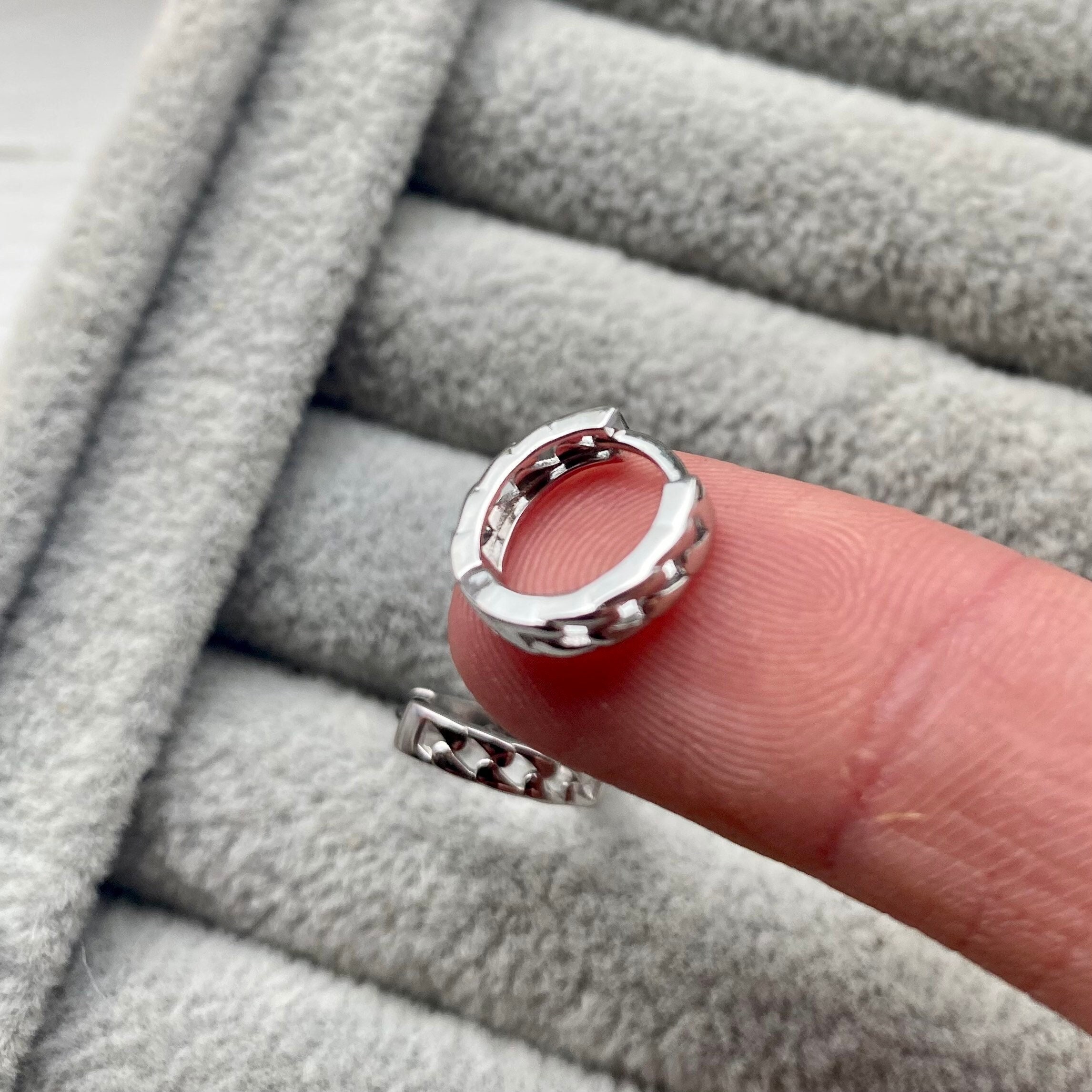 Mens Earrings - Silver Curb Chain Earring for Men - Mens Huggie Earring ...