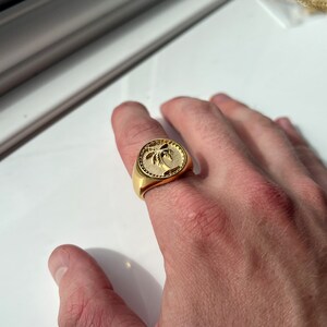 Chunky Gold Palm Tree Signet Ring for Men - Mens Ring - Sovereign ...