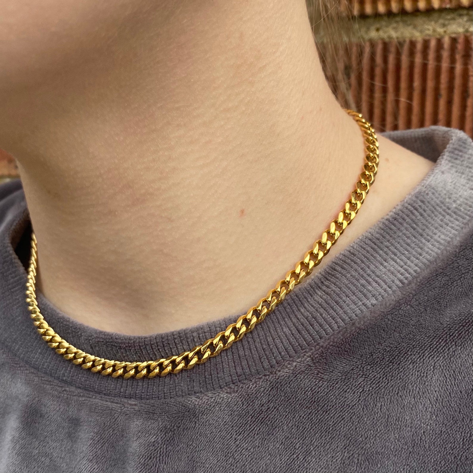 Gold Necklace Thick Gold Chain Women 5mm 18K Gold Chain | Etsy