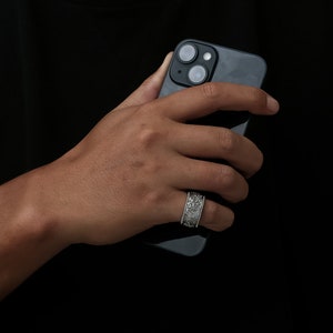 Mens Ring, Chunky Patterned Gold Band Ring - Mens Gold Band Ring - Gold ...