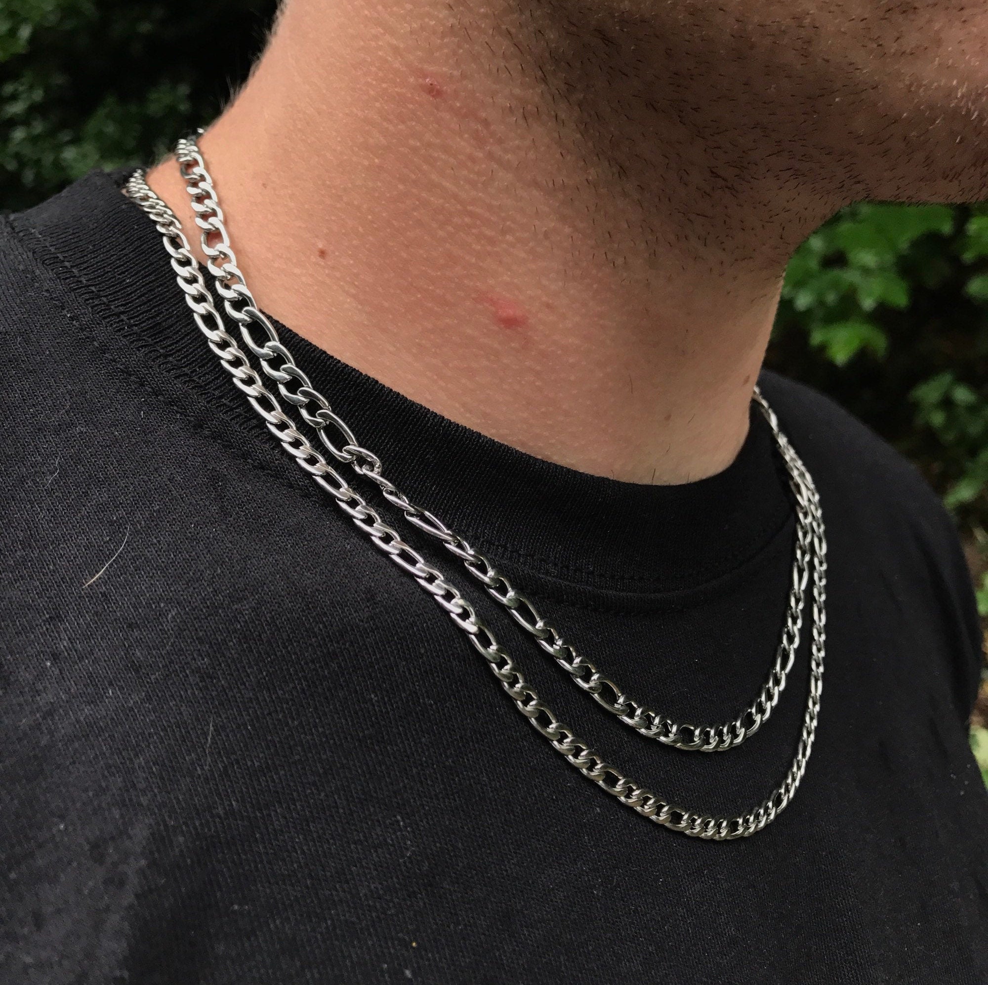 5mm Silver Figaro Chain Necklace Mens Chains Silver 18 | Etsy