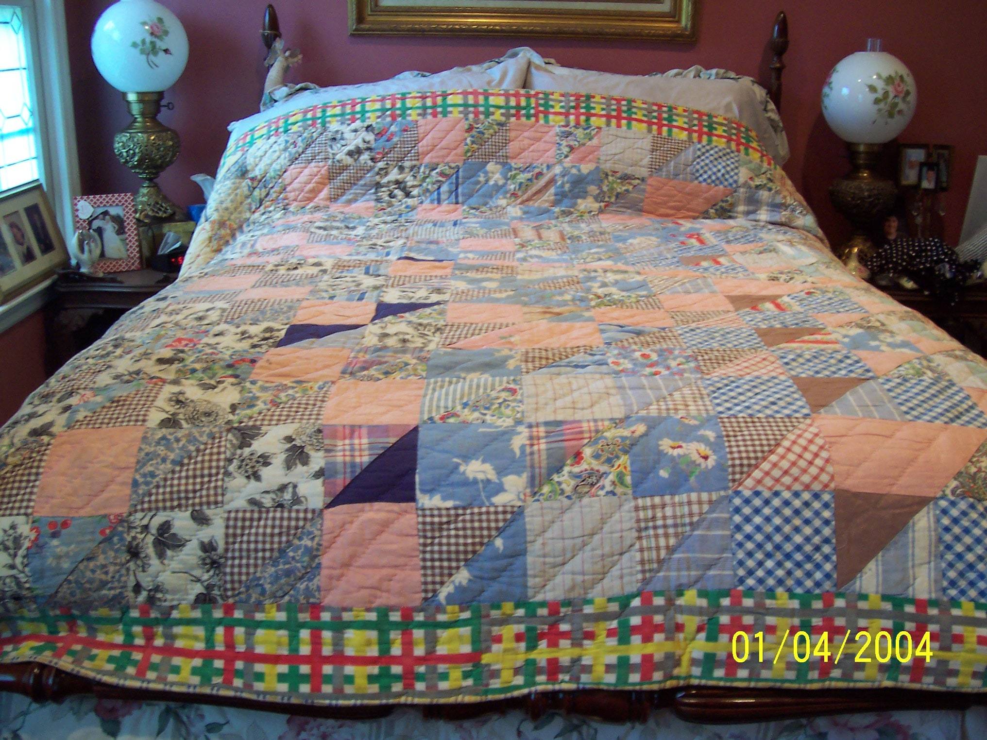 1930s True Scrap Triangle and Squares Quilt - Etsy