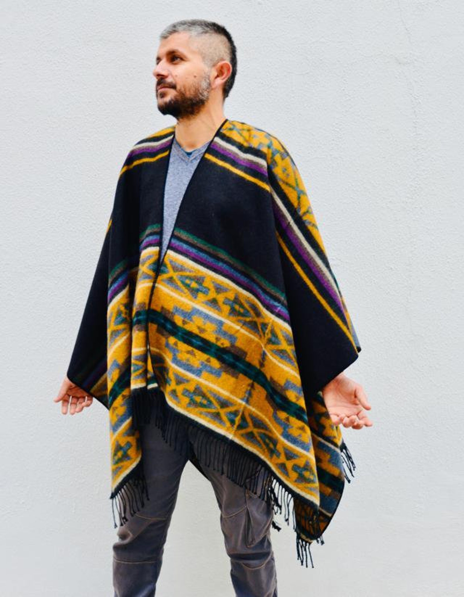 Mens Hippie Poncho Mens Festival Poncho Mens Rave Poncho | Etsy