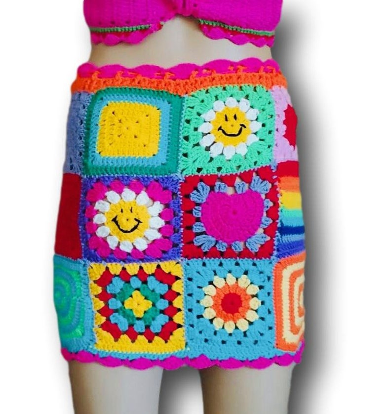Granny Skirt Crochet Skirt Granny Square Skirt Crochet Mini - Etsy