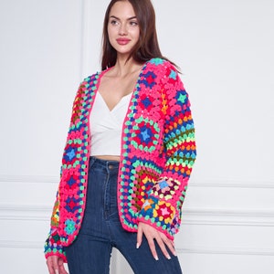 Colorful Sweater Colorful Cardigan Cardigan Woman Colorful - Etsy