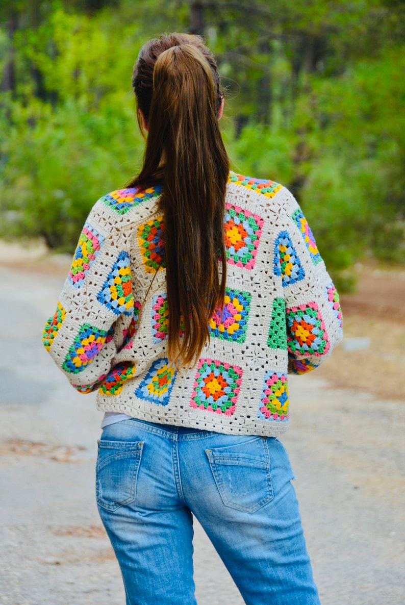 Wool Cropped Crochet Jacket Wool Cardigan Wool Cropped Coat - Etsy
