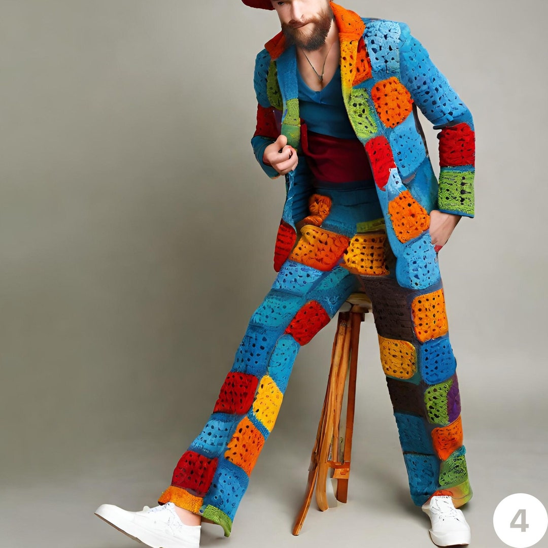 Psychedelic Set Men, Rave Outfit Men, Festival Male Set, Party Rave Set ...