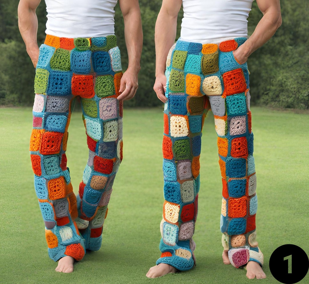 Crochet Mens Pants, Knit Pants for Men, Mens Festival Pants, Granny ...
