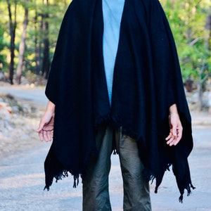 Black Poncho Men, Winter Mens Poncho, Black Wool Poncho Men, Men's ...