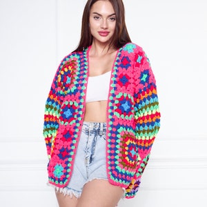 Colorful Sweater Colorful Cardigan Cardigan Woman Colorful - Etsy