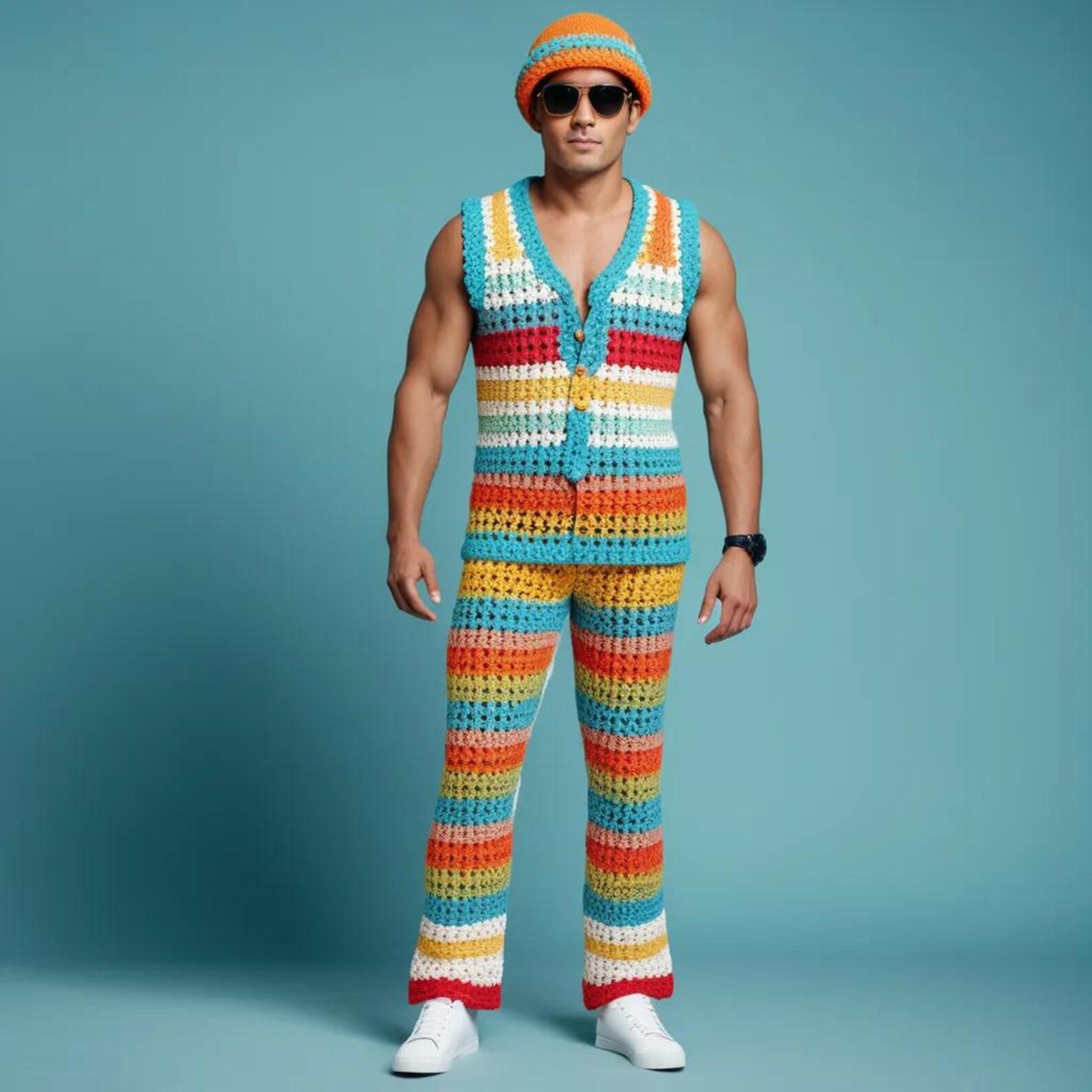 Pride Men, Colorful Men Clothes, Colorful Pants and Top, Pride Month Set, Colorful Pride Set ...
