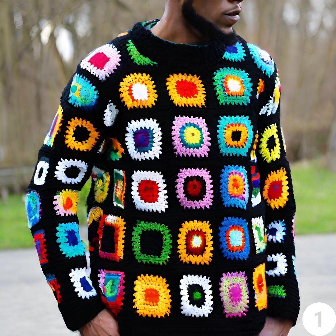 Mens Crochet Sweater, Men's Crochet Top, Winter Sweater for Men, Mens ...