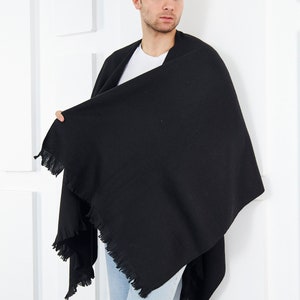 Black Poncho Men, Winter Mens Poncho, Black Wool Poncho Men, Men's ...