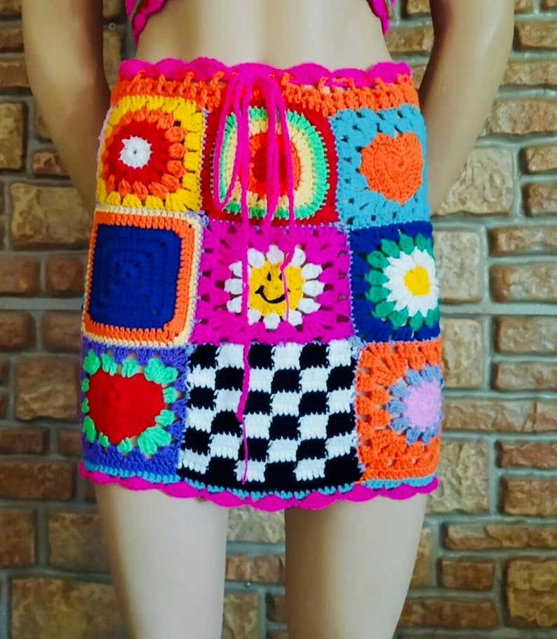 Granny Skirt Crochet Skirt Granny Square Skirt Crochet Mini - Etsy