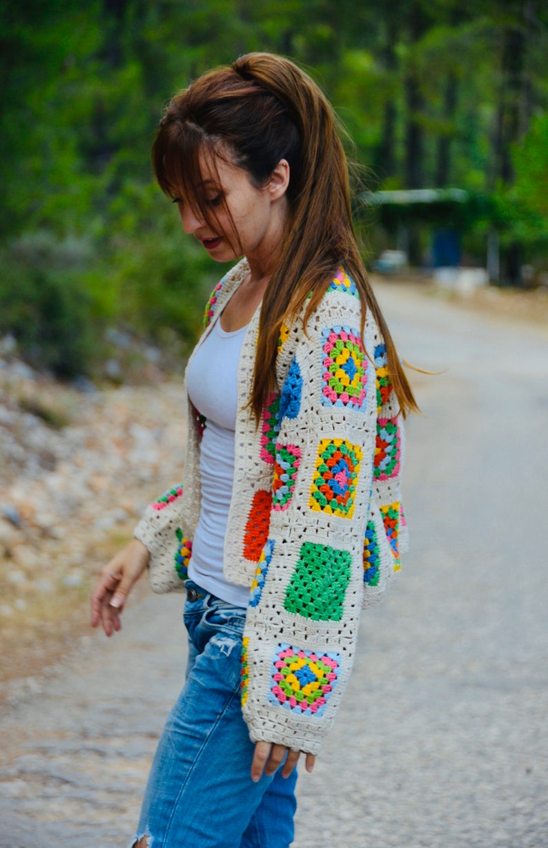 Wool Cropped Crochet Jacket Wool Cardigan Wool Cropped Coat - Etsy