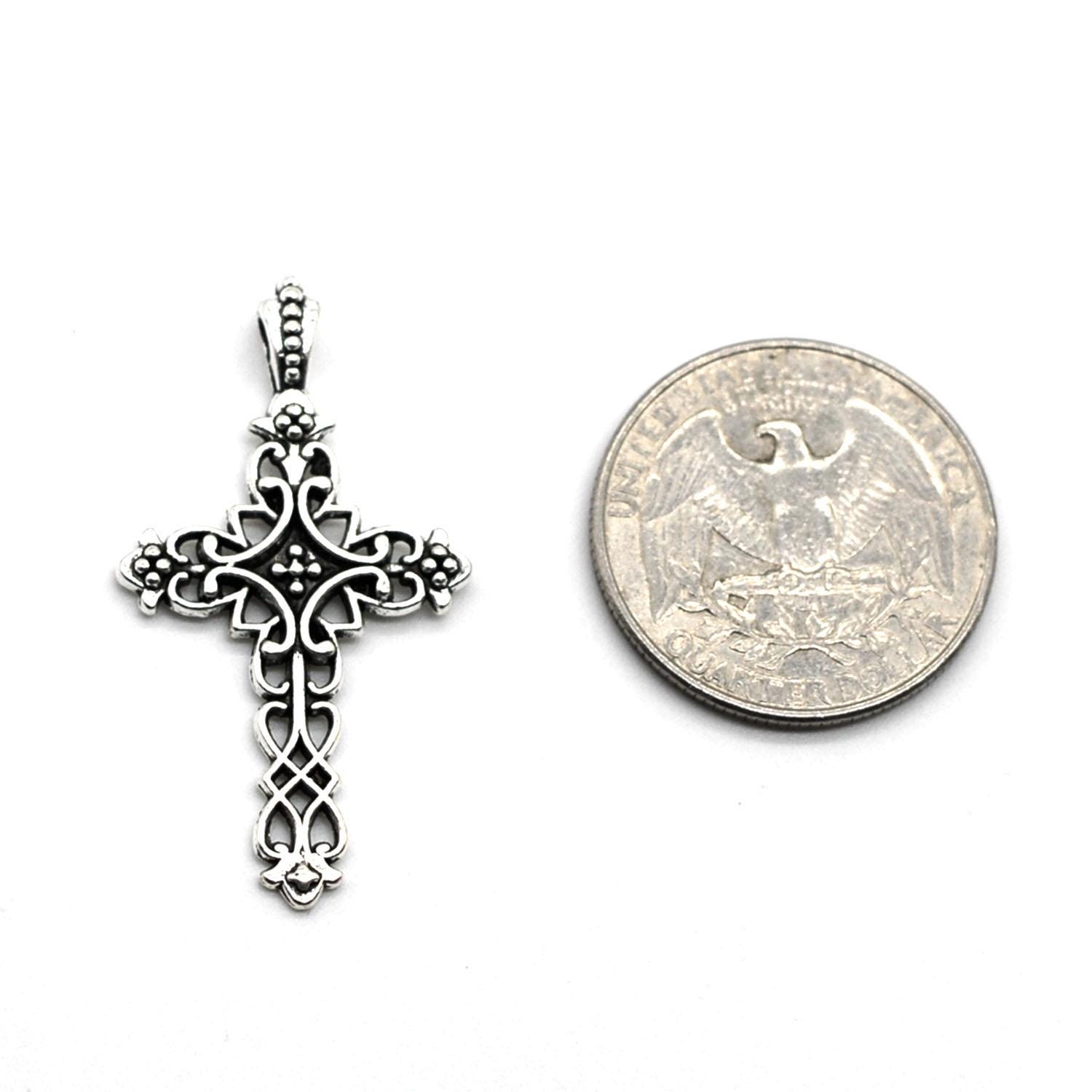 30PCS Antique Silver Ornate Filigree CROSS Charm Pendant, Religious ...