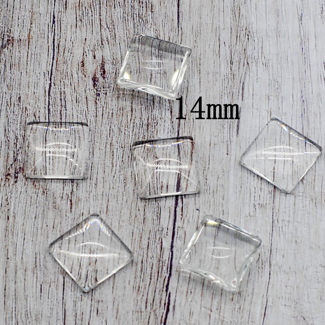 30/80/100PCS SQUARE Glass Cabochon Tiles, Domed With Flatback, Square ...