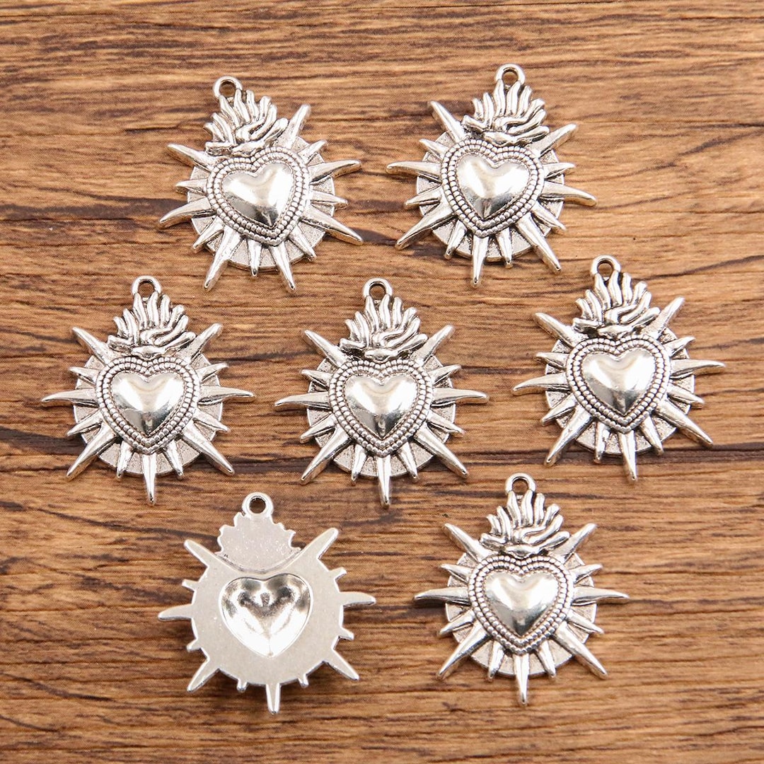 20PCS Silver Tone Metal Spike Heart Gothic Charm Pendant HYS26 - Etsy